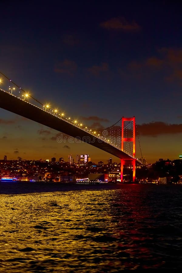 Evening Boat Trip on the Bosphorus in Istanbul. Bosphorus Bridge, in ...