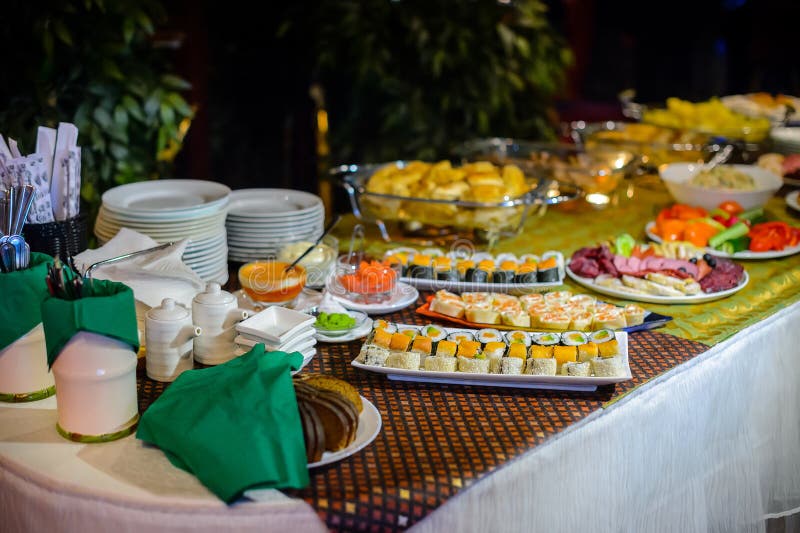 Evening buffet stock photo. Image of buffet, orange, caviar - 89527462