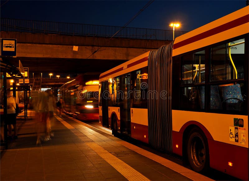 Evening at the bus stop. stock image. Image of infrastructure - 123179265