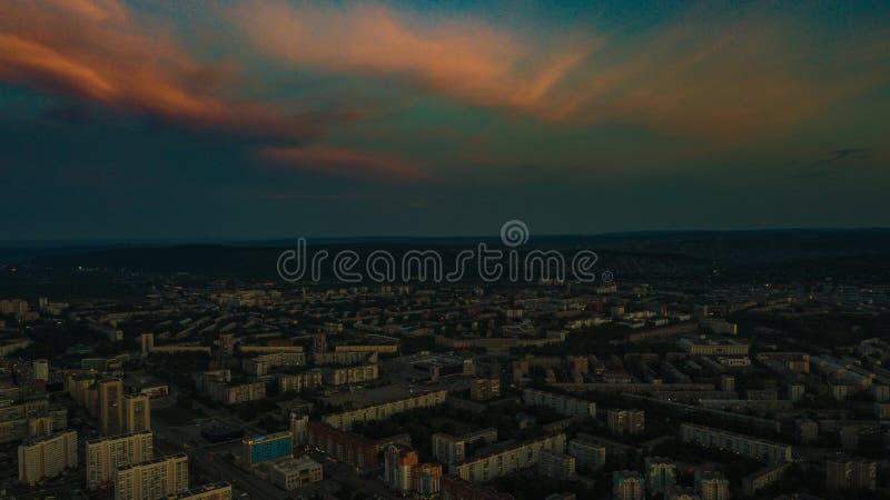 Evening City from a Bird`s-eye View Stock Image - Image of landscape ...