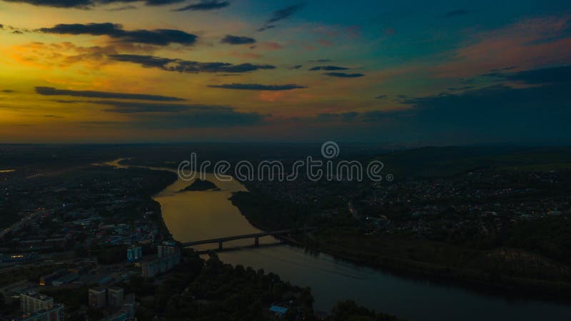 Evening City from a Bird`s-eye View Stock Photo - Image of landscape ...