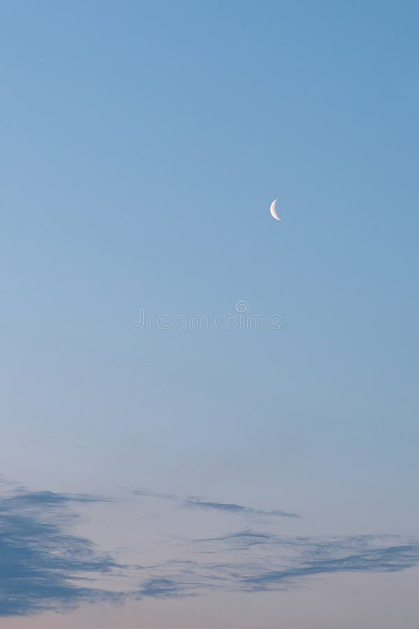 Clear Sky with a Moon and Clouds Below Stock Photo - Image of moon ...