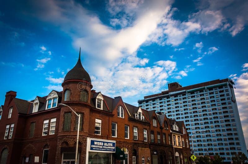 Evening Clouds Over Buildings in Baltimore, Maryland. Editorial ...