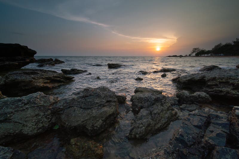 The Evening Coastline is Full of Rocks Stock Image - Image of bright, cliff: 307720357