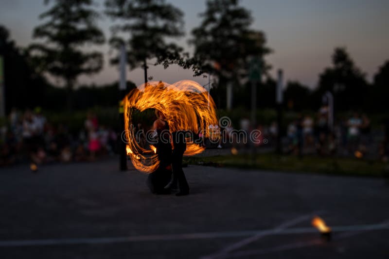 Evening Dance Show with Fire Stock Image - Image of amazing ...