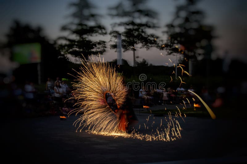 Evening Dance Show with Fire Stock Image - Image of show, danger: 189589653