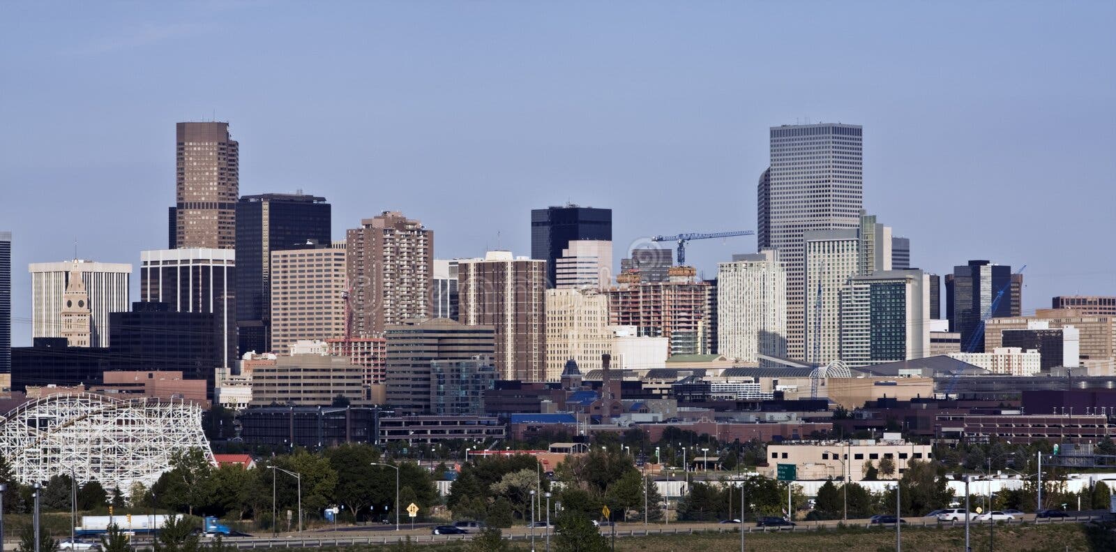 Downtown Denver stock image. Image of structure, sunset - 8423739