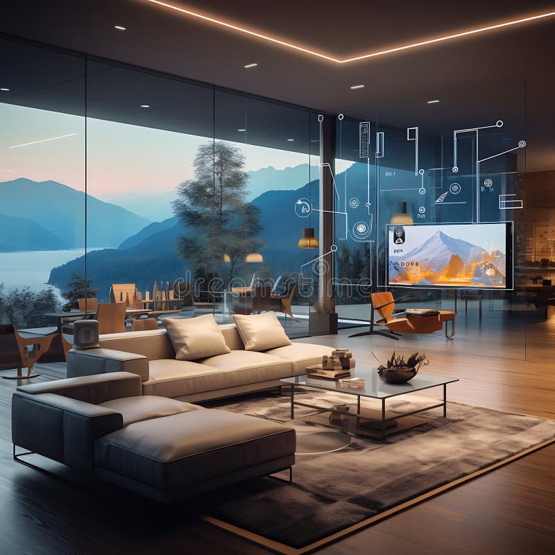 Evening Descends on a Luxurious Smart Home Featuring the Latest in Home ...
