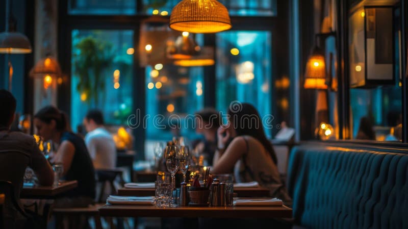 Evening Dining Experience Cozy Restaurant Ambient Lighting Relaxed ...
