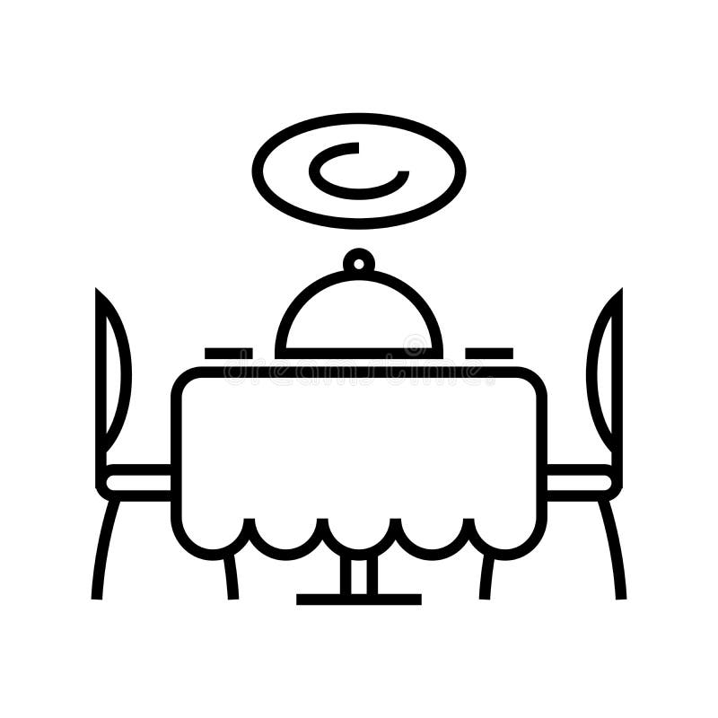 Evening Dinner Line Icon, Concept Sign, Outline Vector Illustration ...