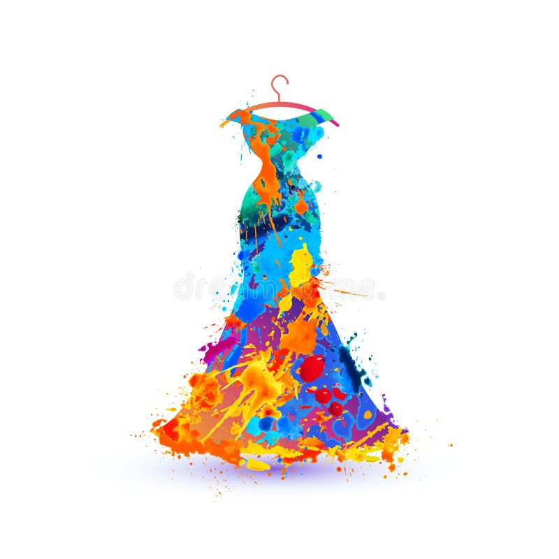 Evening Dress. Splash Paint Stock Vector - Illustration of elegant ...