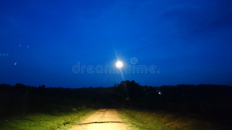 Evening Drive Moon Lit Road Stock Photo - Image of drive, evening ...