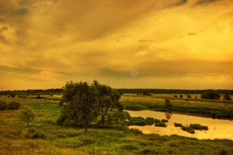 Evening field stock image. Image of background, blue, colorful - 9835845