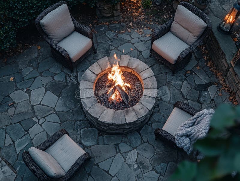 Evening Fire Pit Gathering stock image. Image of outdoor - 390073529