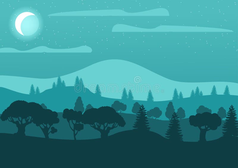 Evening in the forest stock vector. Illustration of background - 272278297