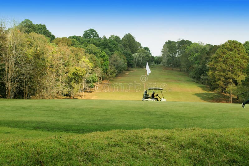 The Evening Golf Course Has Sunlight Shining Down at Golf Course Stock ...
