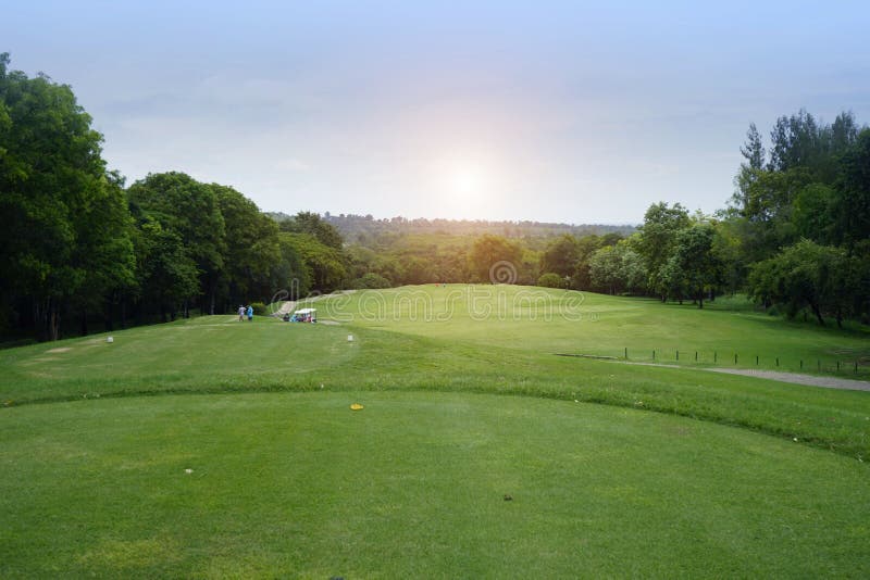 The Evening Golf Course Has Sunlight Shining Down at Golf Course in ...