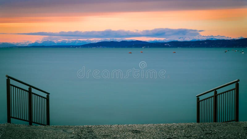 Evening in the Gulf of Trieste Stock Image - Image of peace, alps: 68149057