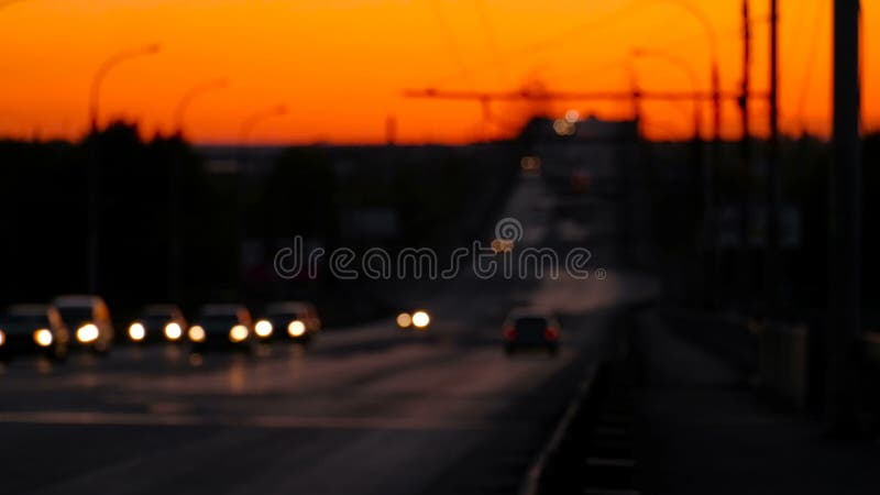 Evening Highway Traffic at Sunset Time from Above Stock Video - Video ...