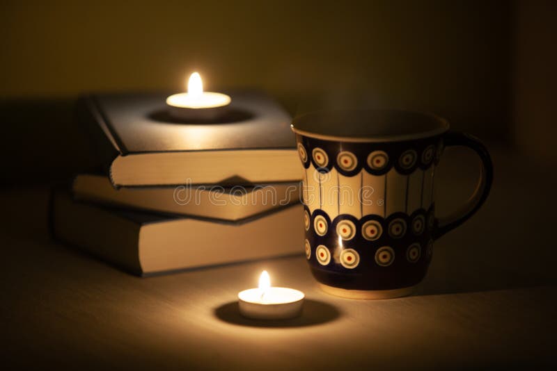 Evening with Hot Tea and Books Stock Photo - Image of chilling ...