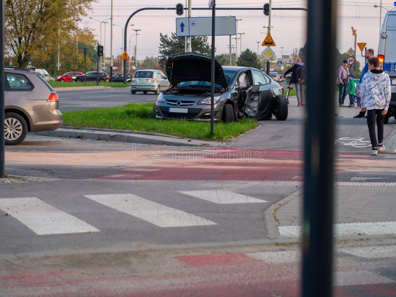 Evening Hours Car Crash on the Highway Stock Photo - Image of drive ...