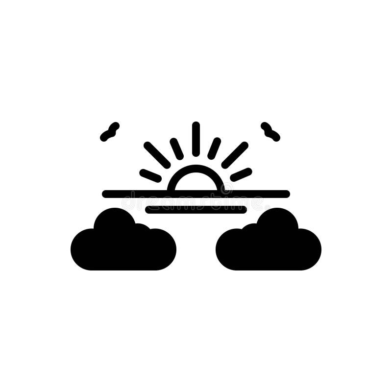 Black Solid Icon for Evening, End of the Day and Sunset Stock Vector ...