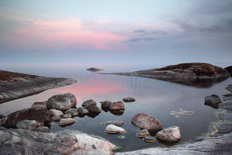 Ladoga Lake stock photo. Image of clouds, green, island - 107858794