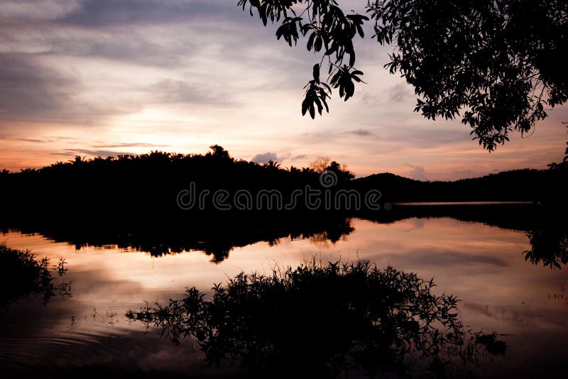 Evening by the lake stock image. Image of sunset, lake - 15327963