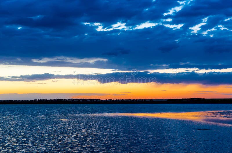 Evening on lake stock image. Image of scenery, night - 154987341