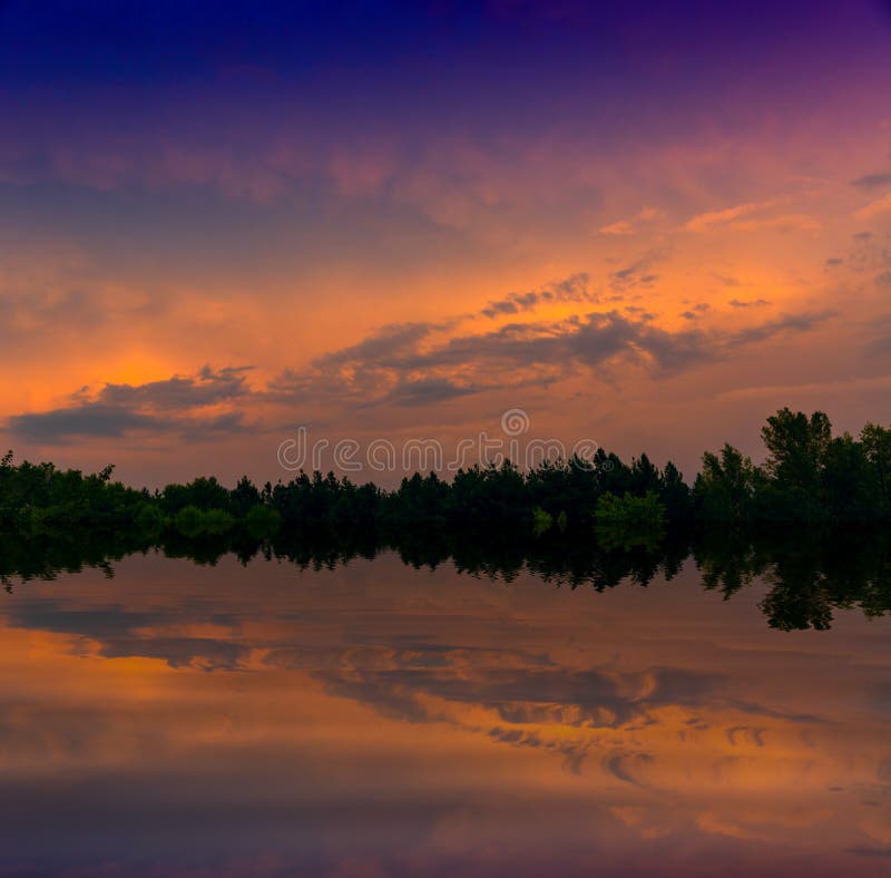 Evening on lake stock photo. Image of scene, light, surface - 156627596