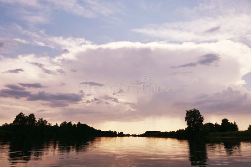 Evening lake stock image. Image of grass, people, horizontal - 193104899
