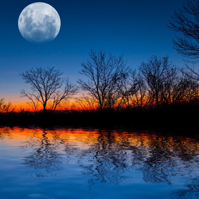 Evening lake scene stock image. Image of idyllic, river - 78144275