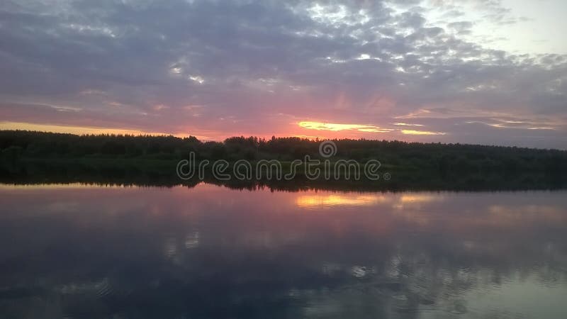 Evening Lake stock image. Image of lake, sunset, clouds - 102320057