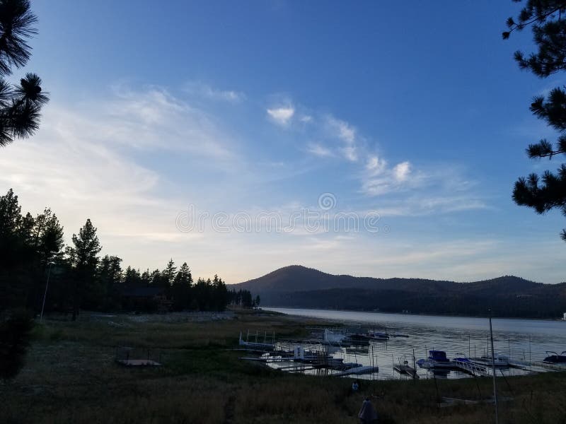 Evening lake view stock photo. Image of mountains, lake - 100606942