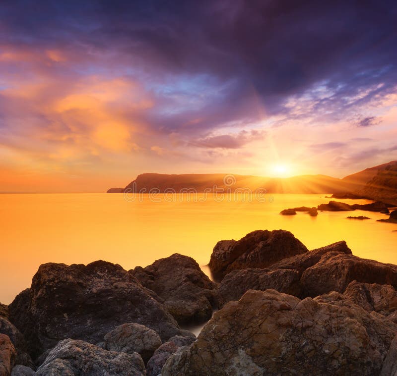 Magical Sunset by the sea stock image. Image of landscape - 29980611