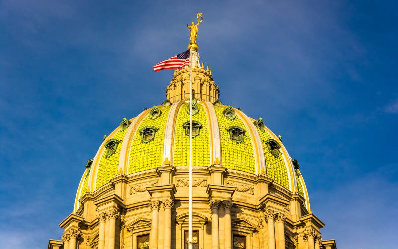 Evening Light on the Dome of the Pennsylvania State Capitol in H Stock ...