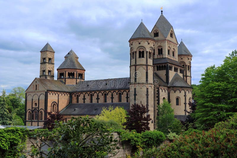 Romanesque Monastery Church at Maria Laach in Evening Light, Eifel ...