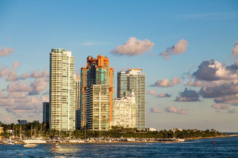 Evening Light on Miami Beach Condos Stock Image - Image of view ...