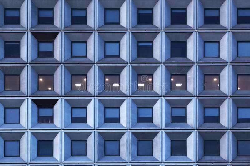 Evening Light and Shadow S on the Exterior Window Grid of a Heavy ...