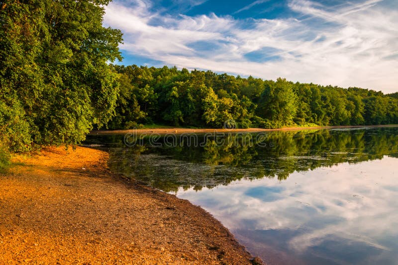 Evening Light on the Shore of Lake Marburg, in Codorus State Par Stock ...
