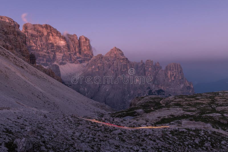 Evening Light on Tre Cime Di Lavaredo, Dolomites Stock Illustration ...