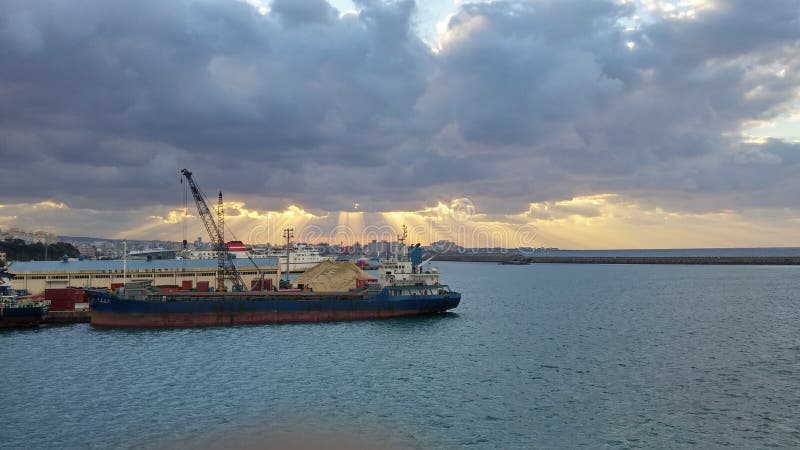 Evening Lighthouse God Ray Backdrop Editorial Stock Photo - Image of ...