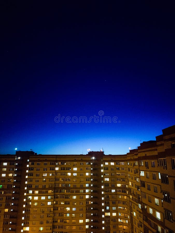 Evening and Lights in Windows Stock Image - Image of night, lighting ...