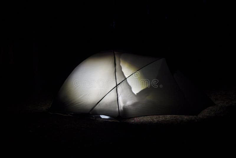 Evening Lit Tent in Camping by Nature Stock Photo - Image of tranquil ...