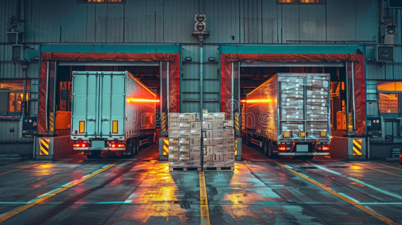 Evening Loading at Distribution Center.AI Generated Image Stock Image ...
