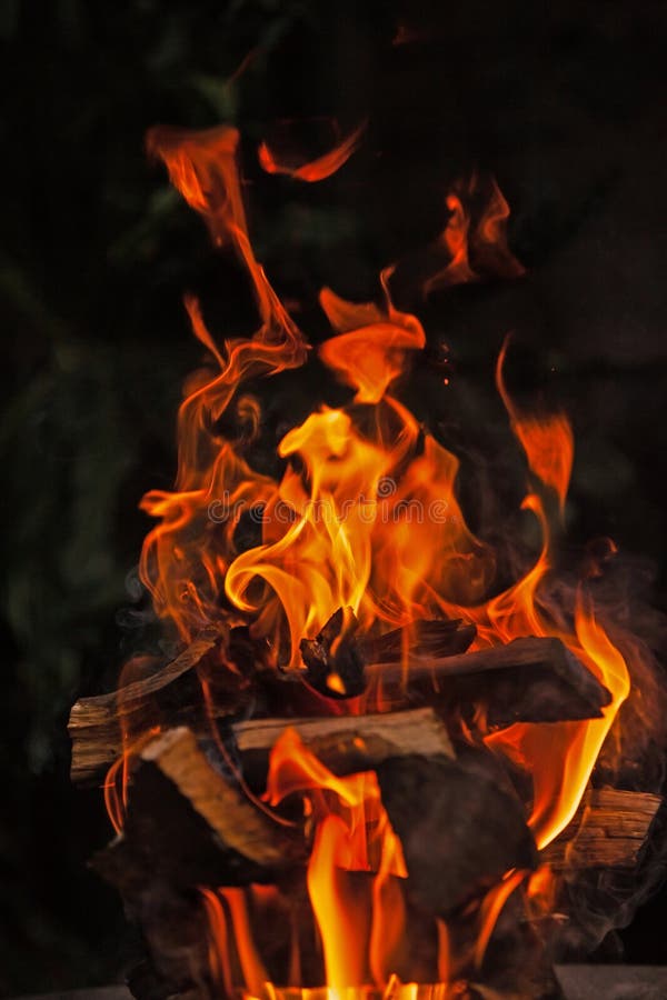 Evening log Fire 16469 stock photo. Image of embers - 371695332