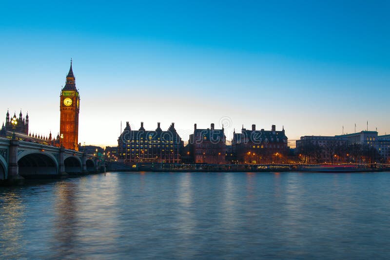 Evening in London. stock photo. Image of clock, light - 38895070