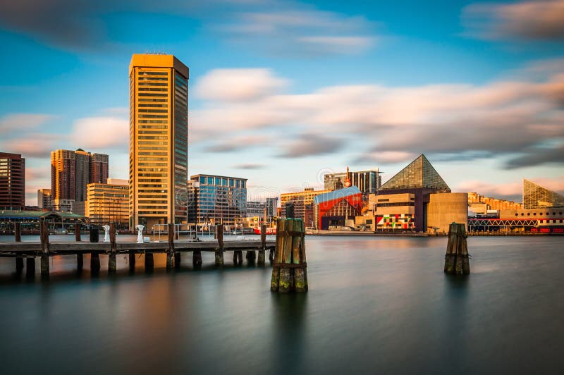 Evening Long Exposure of the Inner Harbor Skyline in Baltimore ...