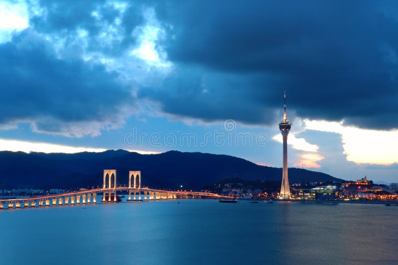 Macau night stock photo. Image of blue, building, city - 3098912