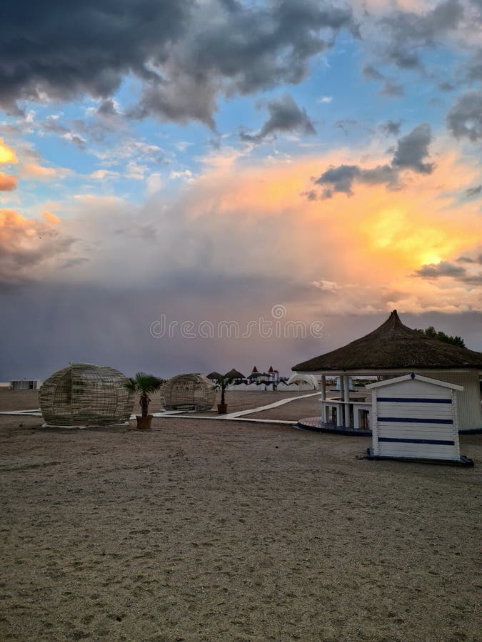 Evening in Mamaia Resort stock photo. Image of resort - 256273504